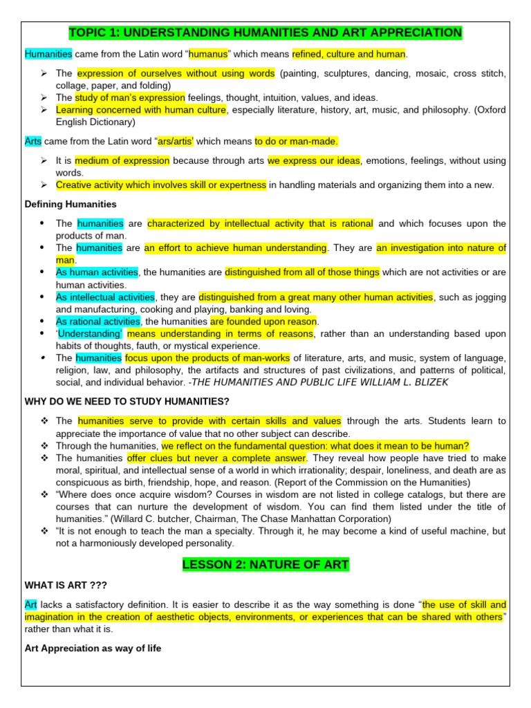 Understanding Humanities and Art | PDF | The Arts | Humanities