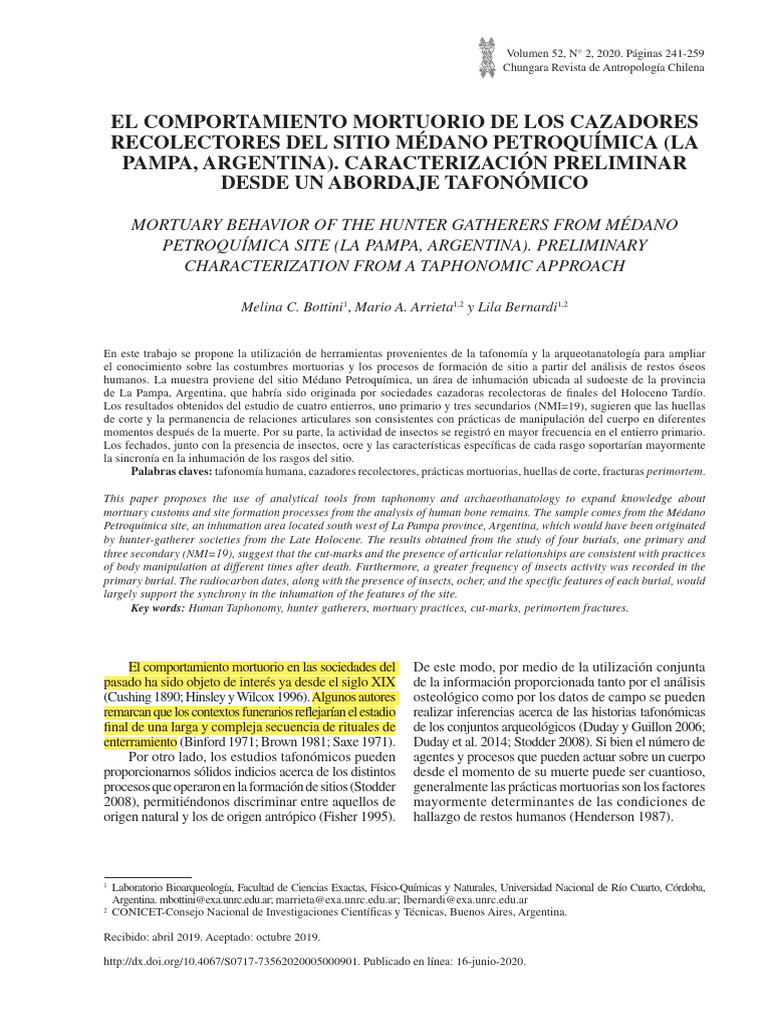 Comportamiento mortuorio en Médano Petroquímica | PDF | Hueso ...