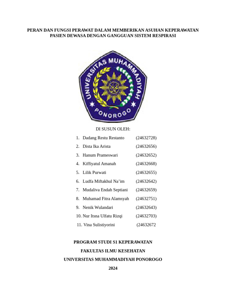 Peran Dan Fungsi Perawat Respiratory Sistem-1 | PDF