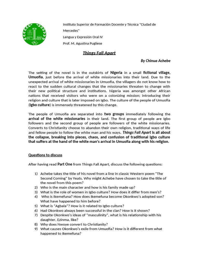 Discussion Questions for Things Fall Apart | PDF