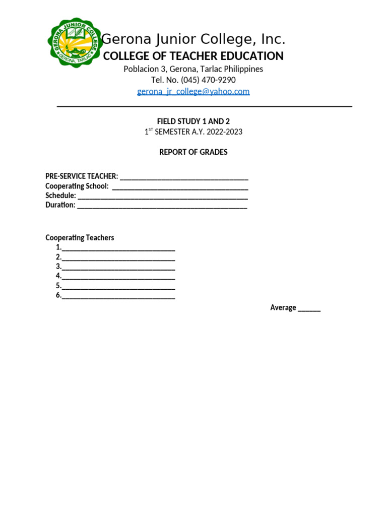 Report of Grades_soft Copy | PDF