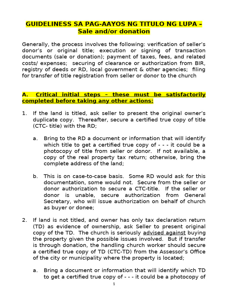 General Guidlines Pag Transfer at Pag Titulo NG Lupa Aug 2024 2 | PDF | Taxes | Notary Public