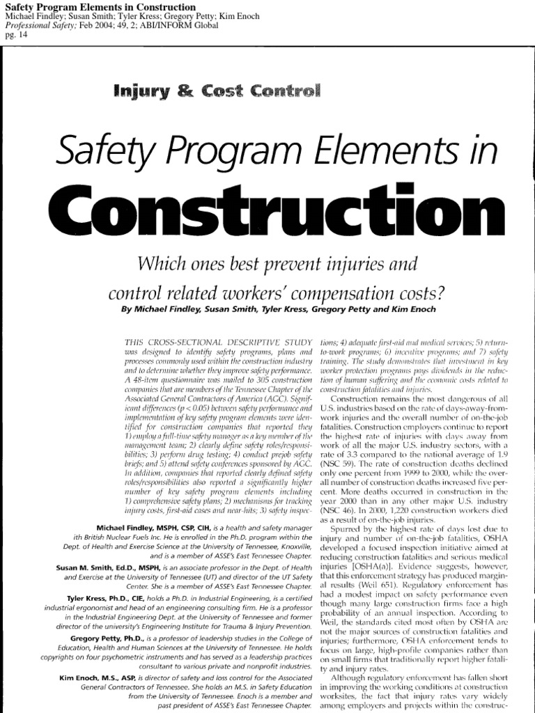 Construction Safety Program | PDF