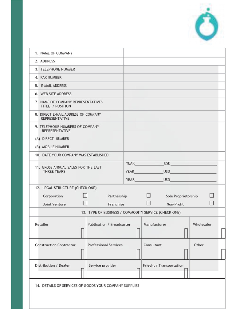 Supply Contract Application Form | PDF