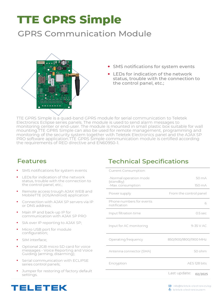 TTE GPRS Simple Datasheet EN 022025-Nuwobw | PDF | General Packet Radio ...