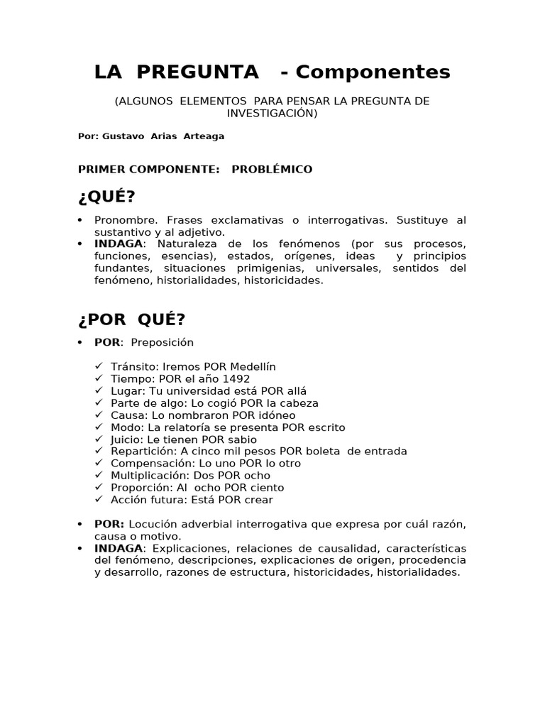 La Pregunta | PDF | Adverbio | Pronombre