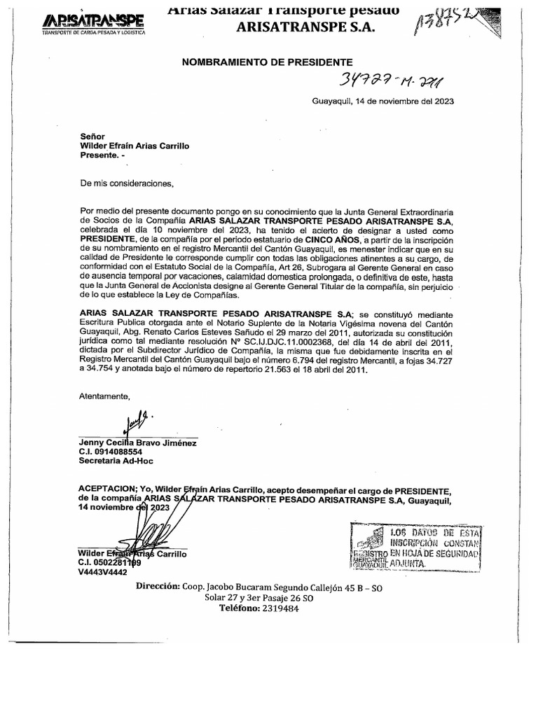 Nombramiento Presidente | PDF