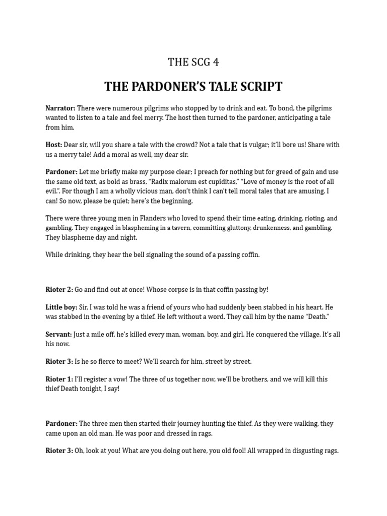 The Pardoner's Tale Script Download | PDF