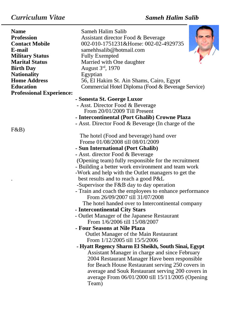 Sameh Halim Salib | PDF | Egypt | Hospitality Industry