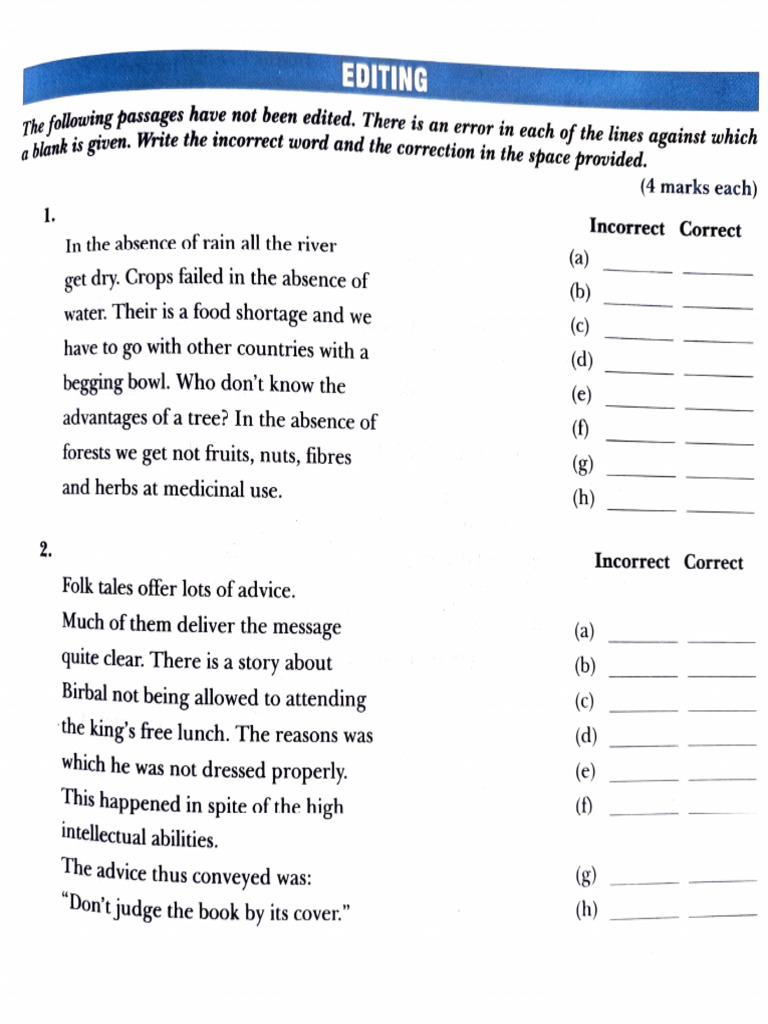 Grammar Editing Exam Instructions | PDF