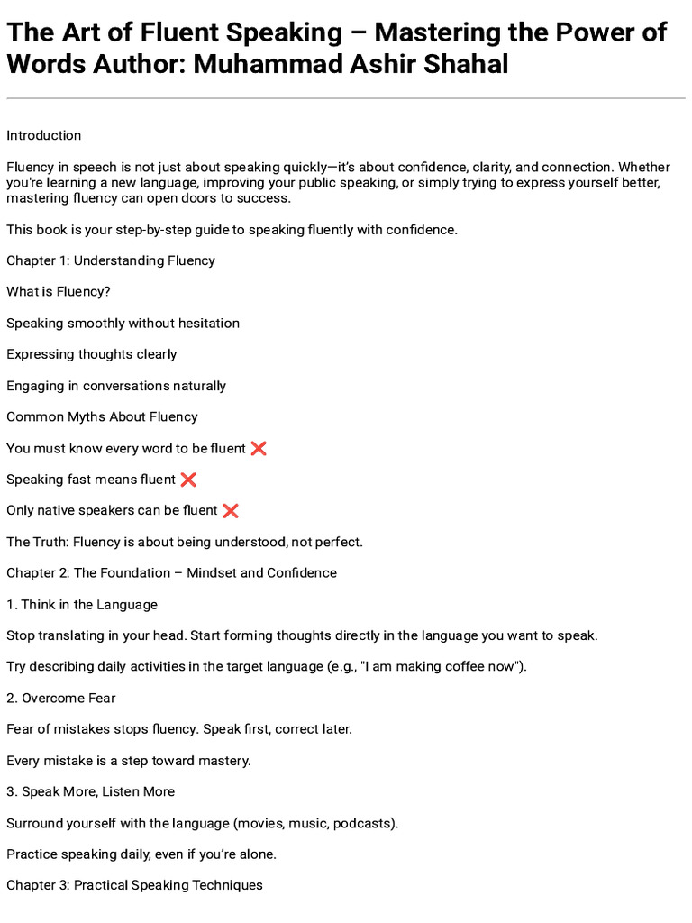 The Art of Fluent Speaking | PDF