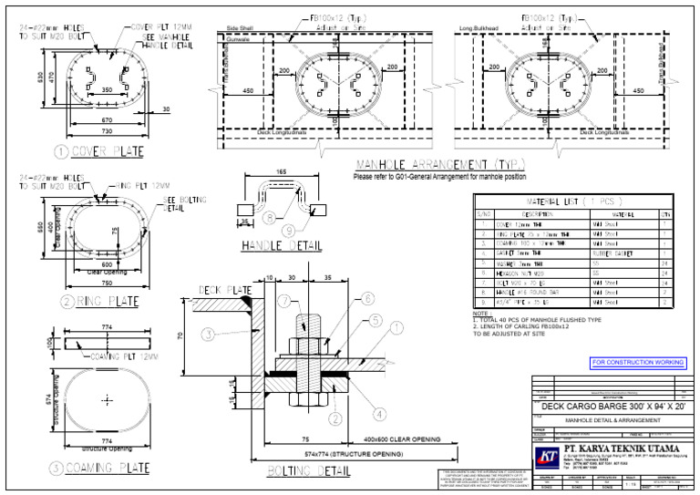 Manhole Detail & Arrangement for Barge | PDF | Ships | Shipping
