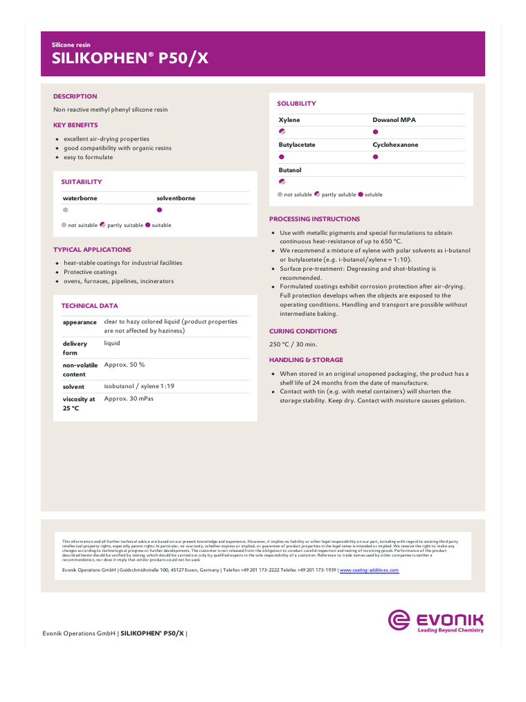 Silikophen P 50x Tds en en Tds PV 52006366 en GB World | PDF | Silicone | Materials