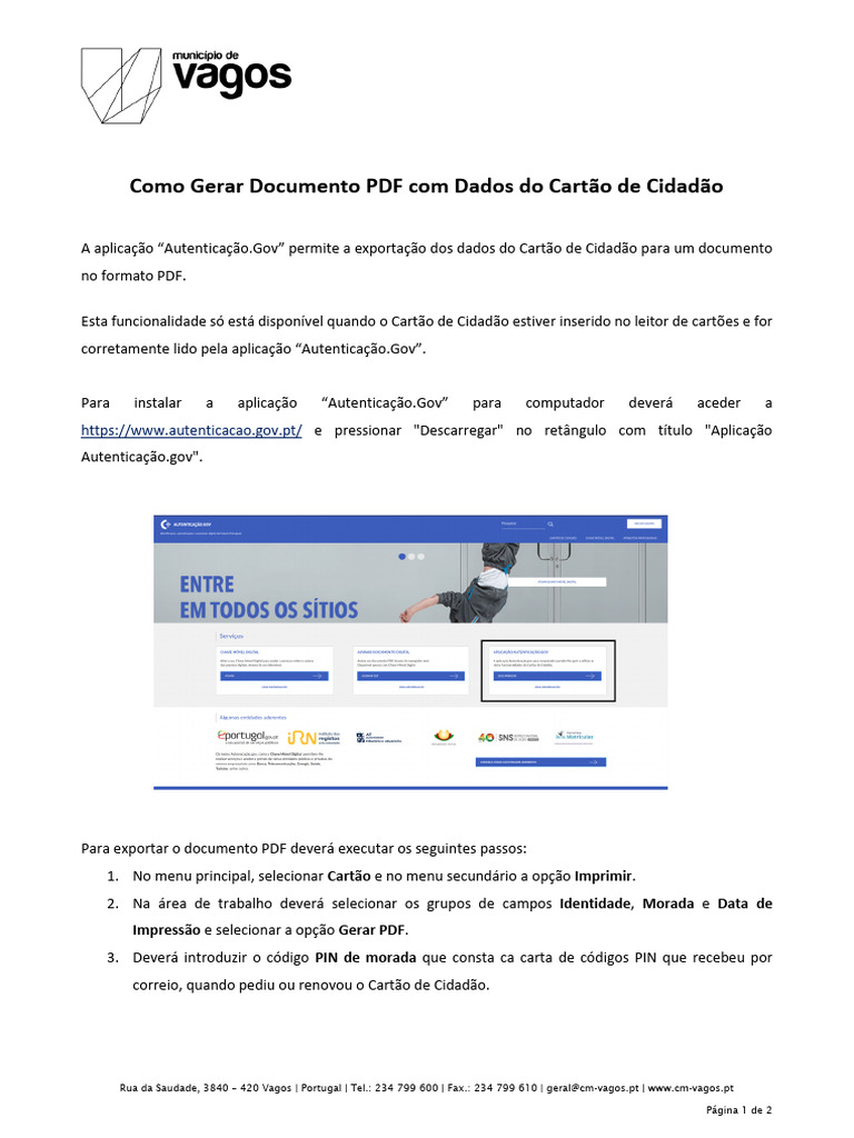 Gerar PDF Cartao Cidadao | PDF