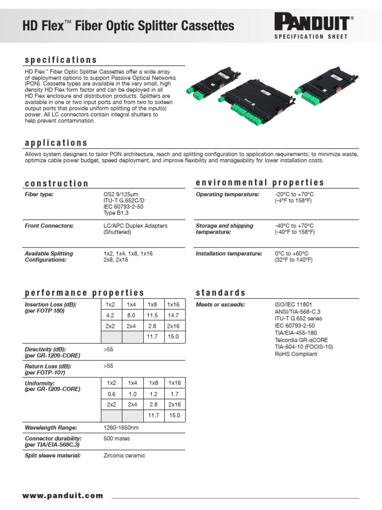 HD Flex™ Fiber Optic Splitter Cassettes | PDF | Optical Fiber ...