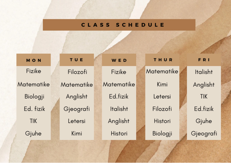 Class Schedule 2024-2025 | PDF