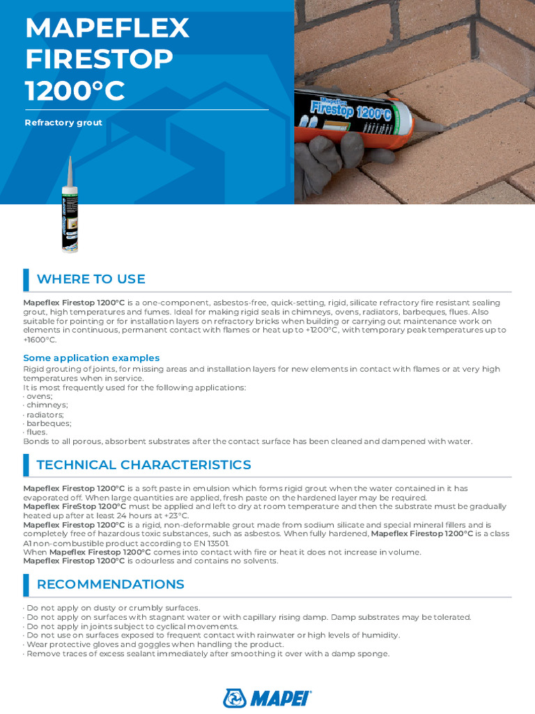1 02713 Mapeflex-Firestop-1200-C en | PDF | Extrusion | Brick