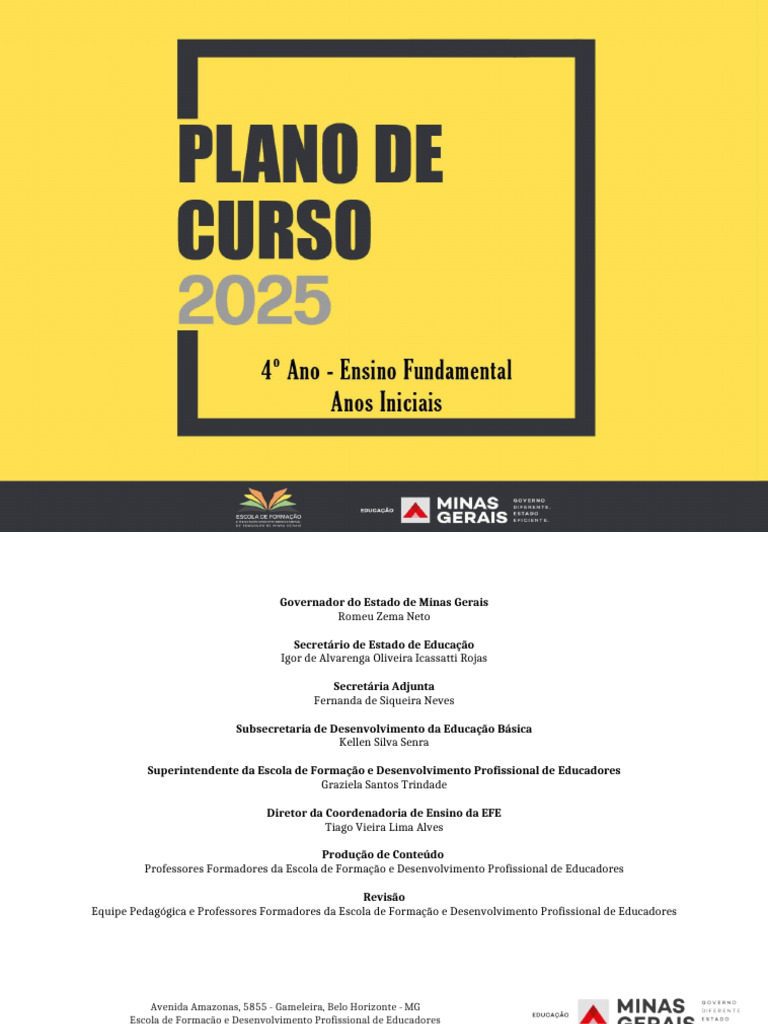 4 Ano Ef Plano de Curso 2025 Anos Iniciais668 | PDF | Pedagogia | Aprendizado