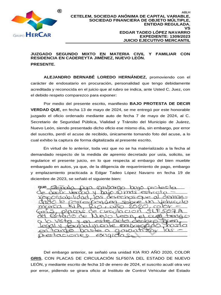 JMC02 - 1309-2023 - Edgar Tadeo Lopez Navarro - solicitud | PDF