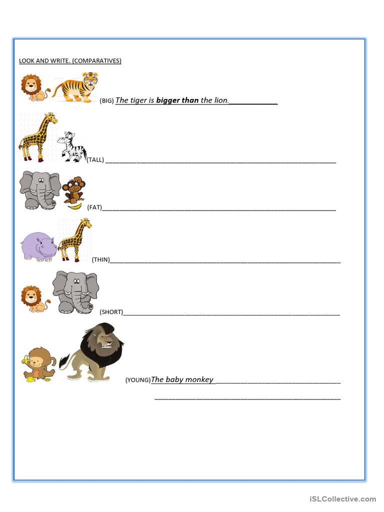 Comparative Adjectives with Animals | PDF