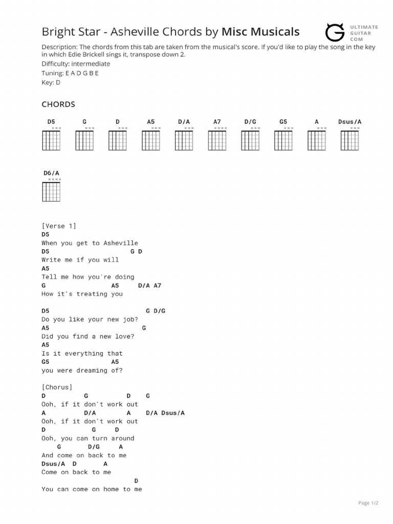 bright star - asheville chords | PDF