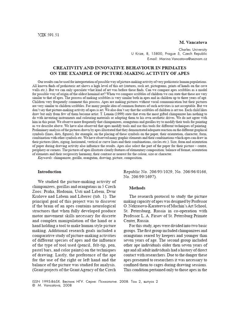 Creativity and Innovative Behaviour in Primates On The Example of ...