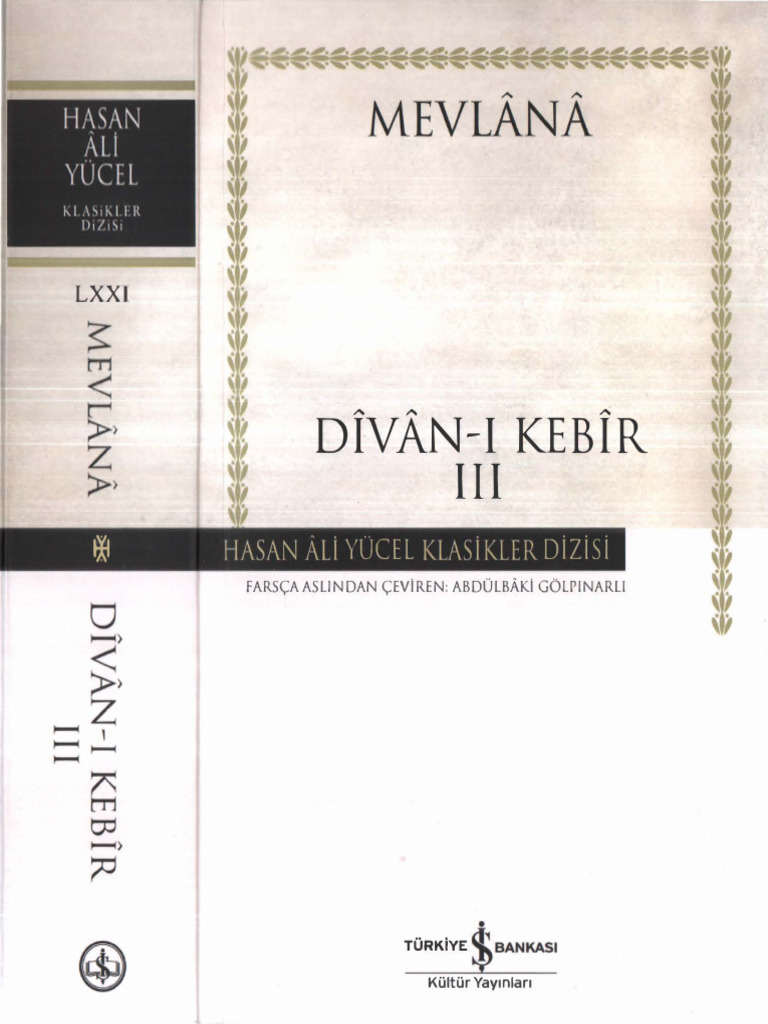 Mevlana Divan-I Kebir Cilt III İş Bankası Yayınları | PDF