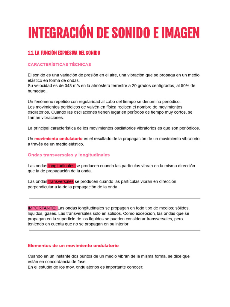 AUDIOVISUALES II BACH. | PDF | Sonido | Olas