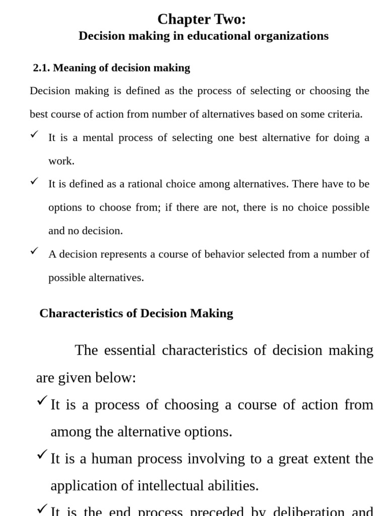 Understanding Decision Making in Education | PDF | Decision Making ...