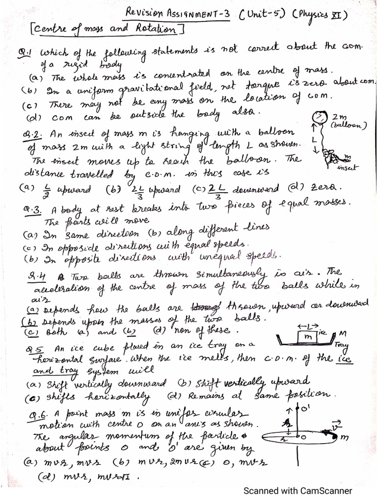 Revision Assignment 3 (Unit 5) (Physics Xi) | PDF