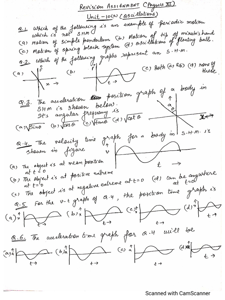 Revision Assignment Unit 10a (Physics XI) | PDF