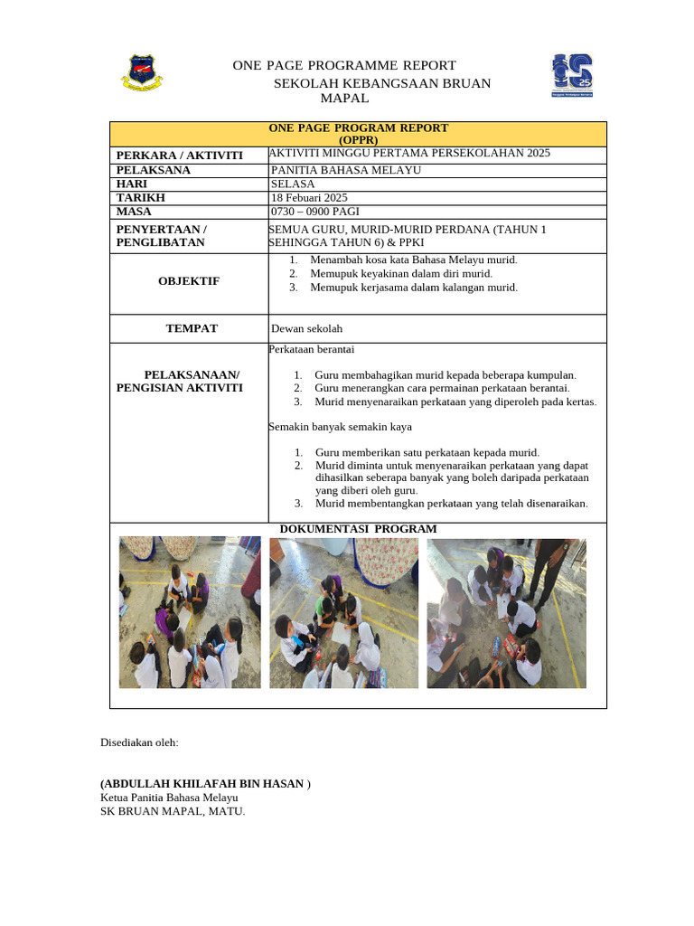 Opr Minggu Pertama Panitia BM | PDF