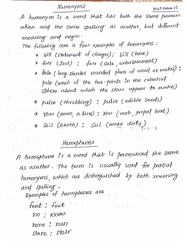 Homonyms Homophones | PDF