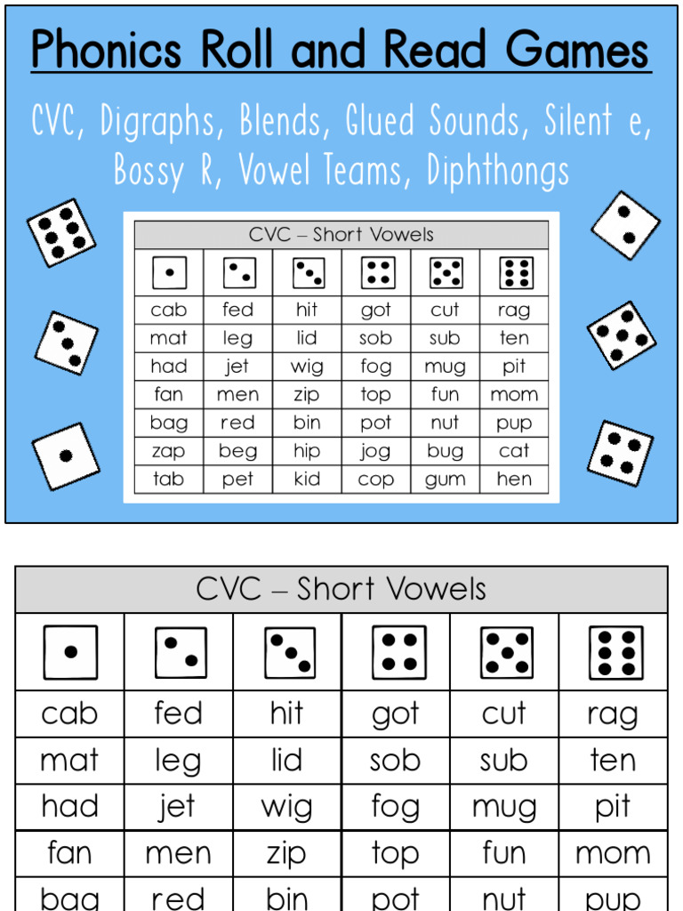 CVC, Digraphs, Blends, Glued Sounds, Silent E, Bossy R, Vowel Teams ...