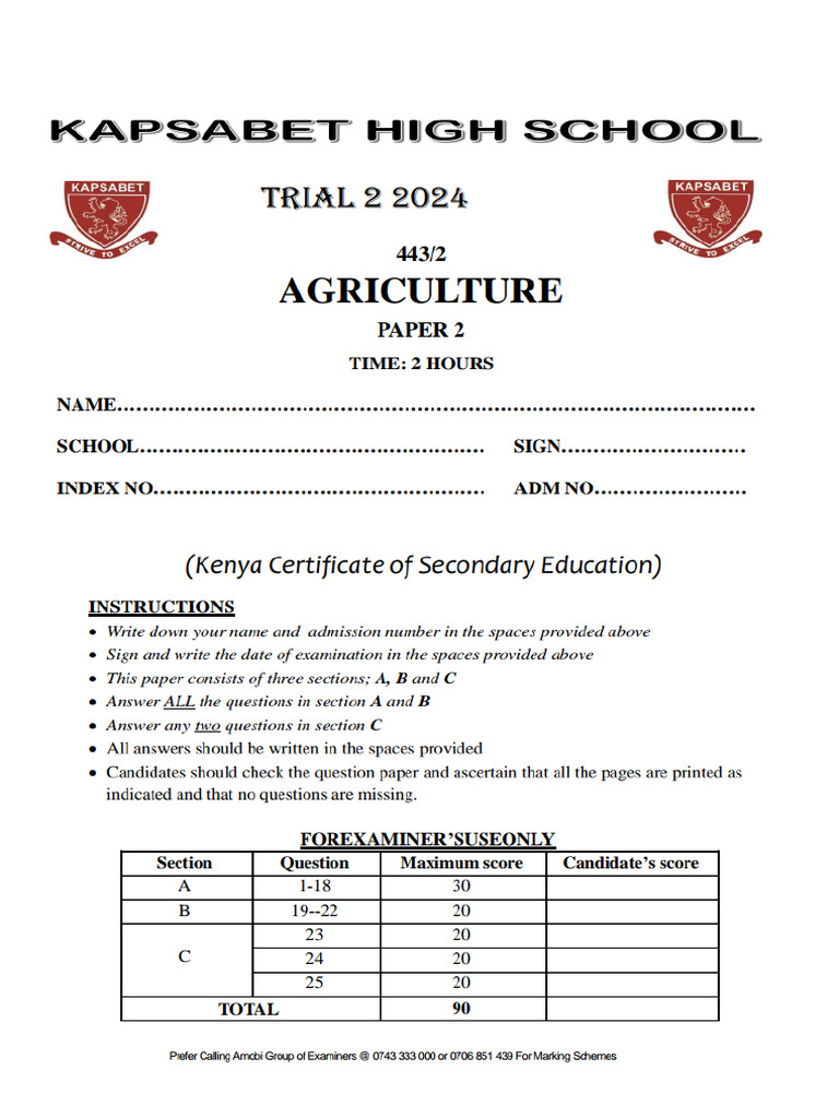 Agriculture Paper 2 | PDF