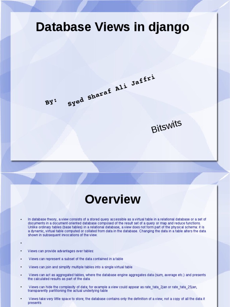 DB Views in Django | PDF | Databases | Table (Database)