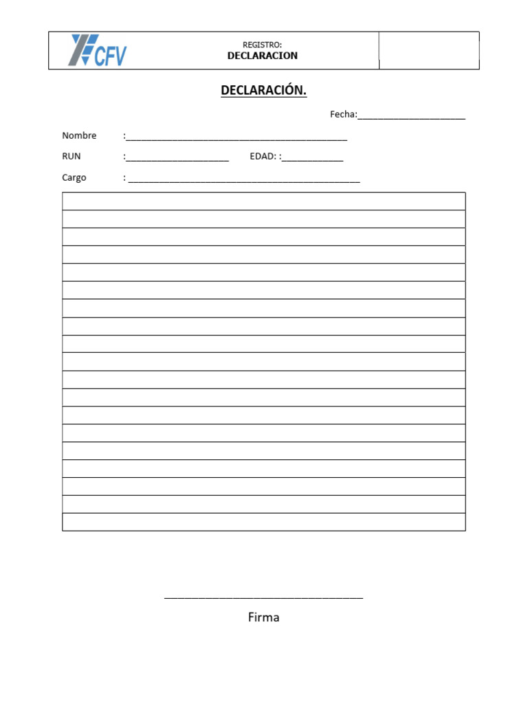 Formato Declaracion | PDF