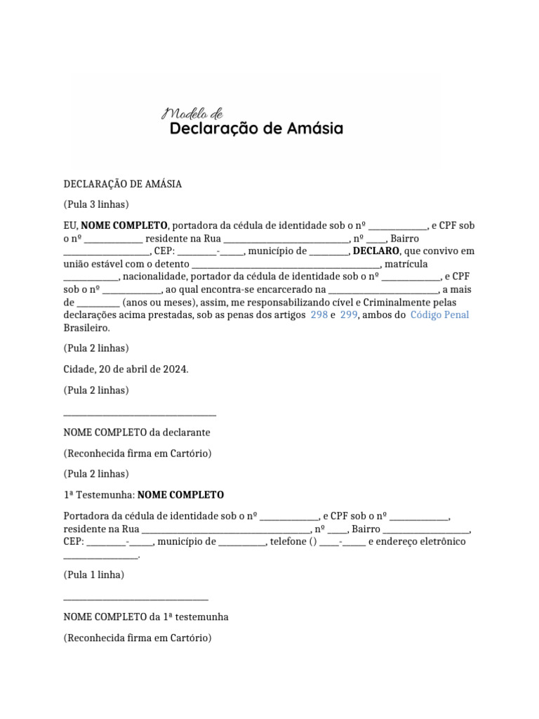 Modelo de Declaracao de Amasia | PDF