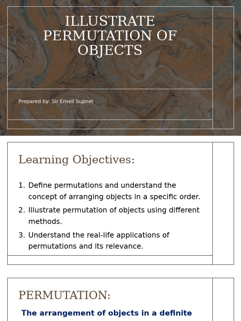 3RD Quarter - Illustrating Permutations of Objects | PDF | Permutation | Multiplication
