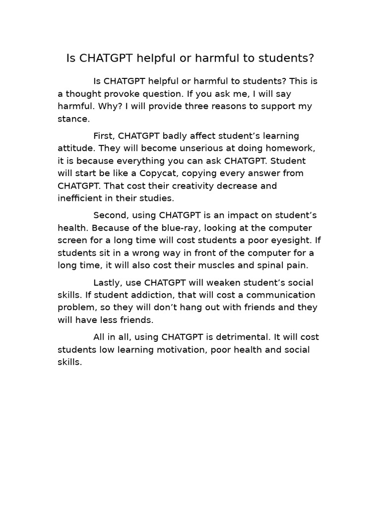 CHATGPT's Negative Impact on Students | PDF
