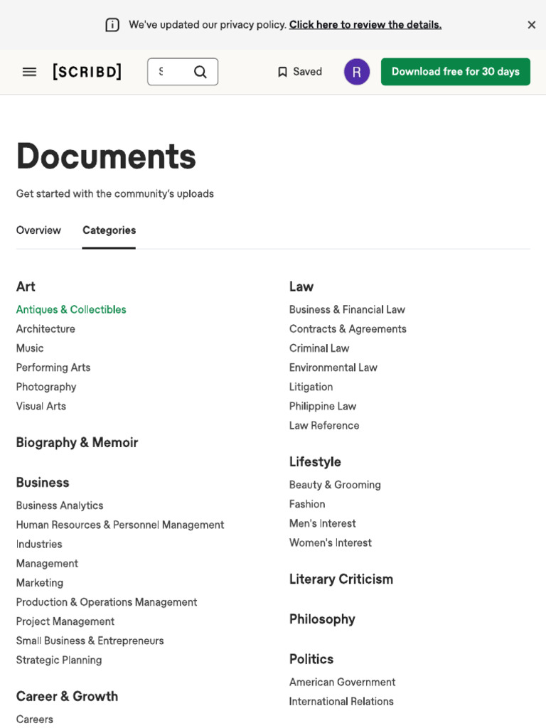 Categories of Scribd | PDF