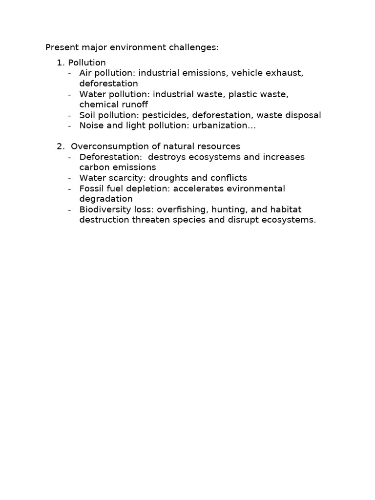 Present Major Environment Challenges | PDF