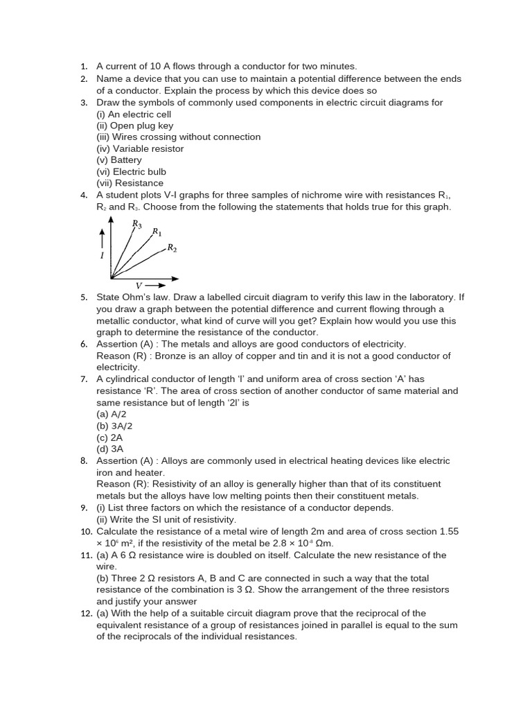 class x physics imp question electricity and magnetism | PDF | Incandescent Light Bulb | Series ...