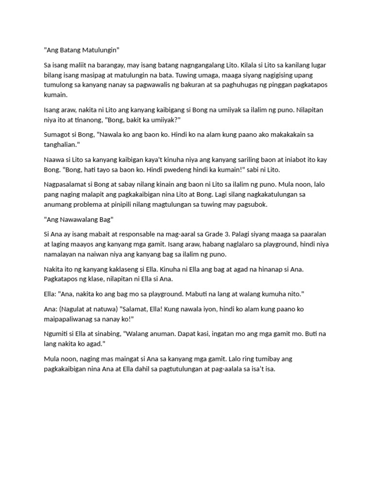 Ang Batang Matulungin | PDF