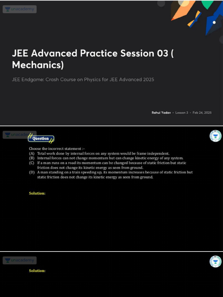 JEE Advanced Practice Session 03 Mechanics No Anno | PDF