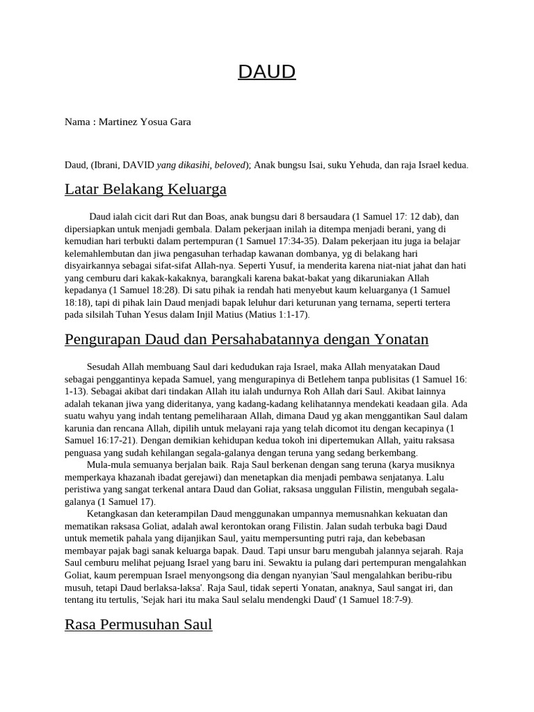 Sejarah dan Karakter Daud dalam Alkitab | PDF