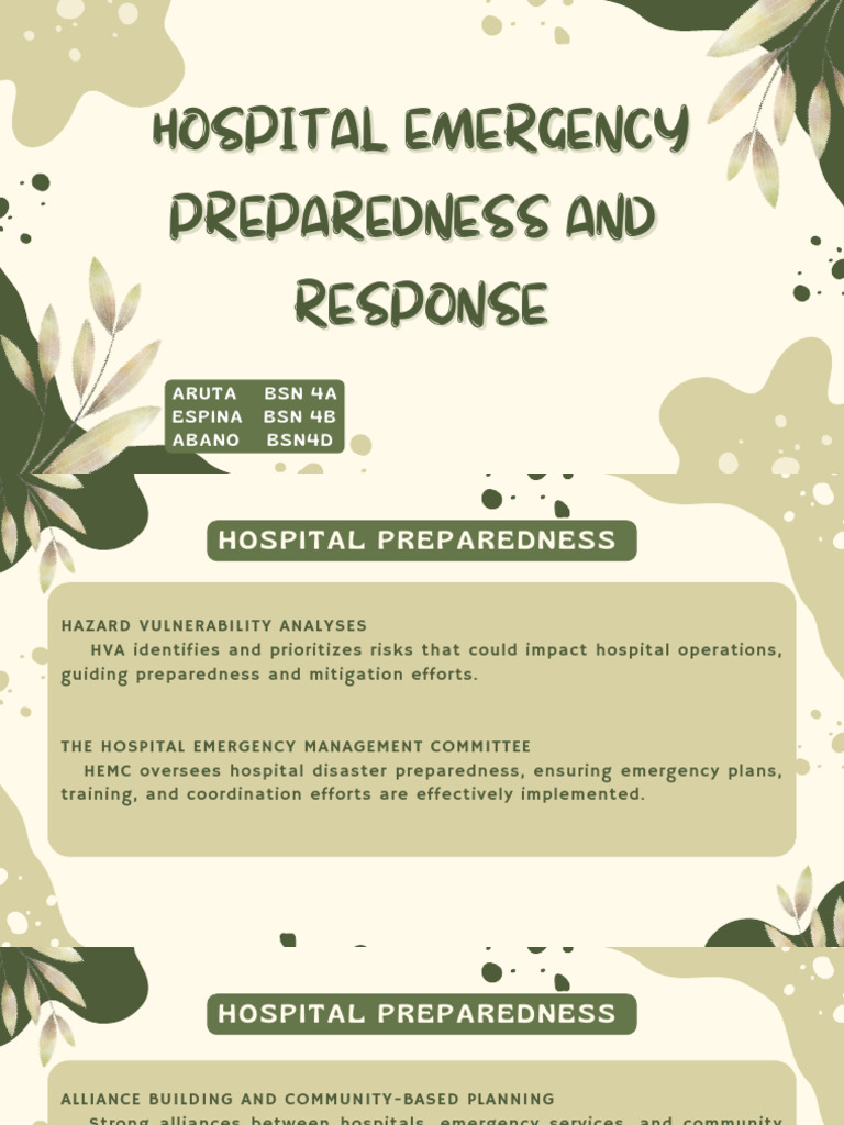 Hospital Emergency Preparedness and Response | PDF | Emergency ...