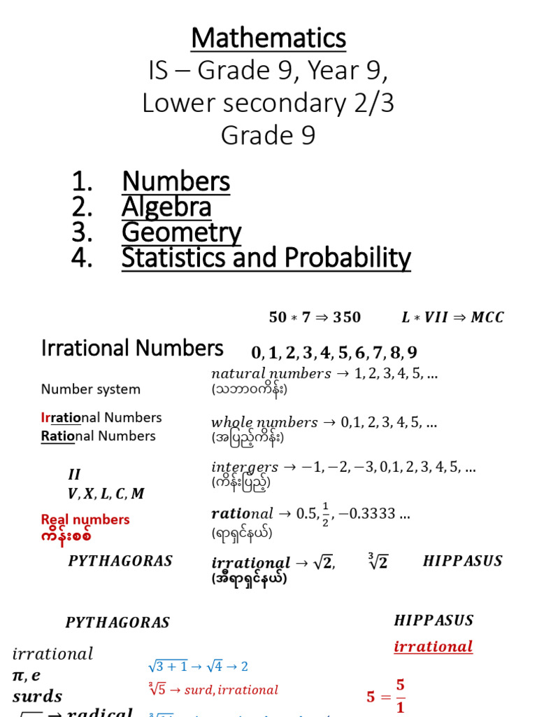 PreIG 01 Irrational Numbers | PDF | Mathematics | Abstract Algebra