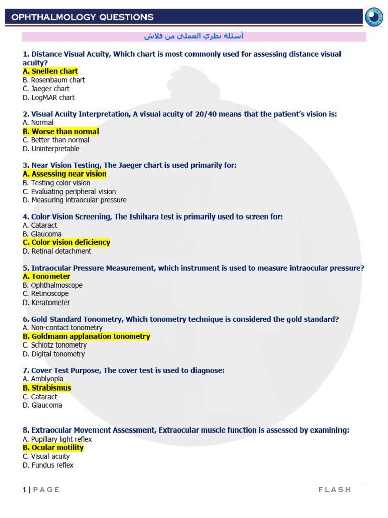 Practical Mcqs by Flash (Answered) | PDF | Human Eye | Glaucoma