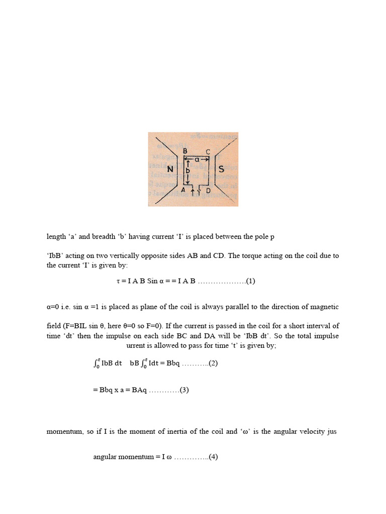 Working and Theory of Moving Coil Galvanometer, Logarithmic Decrement | PDF | Torque | Mechanics
